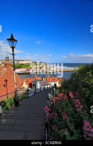 The Church Stairs steps up to St Marys church Whitby, know as the 199 ...