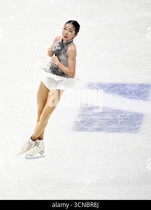 Zhang Ruiyang of China competes during the women's short program figure ...
