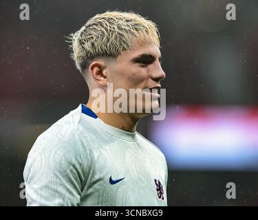 Alejandro Garnacho of Chelsea in the pregame warmup session during the ...