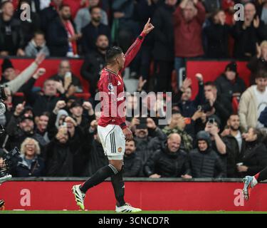Casemiro of Manchester United celebrates his goal to make it 0-1 during ...