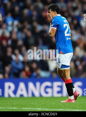 Rangers' Bojan Miovski reacts during the William Hill Premiership match ...