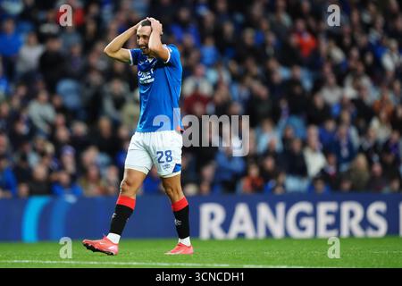Rangers' Bojan Miovski reacts during the William Hill Premiership match ...