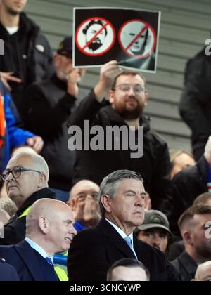 Rangers chairman Andrew Cavenagh (centre) in the stands before the ...