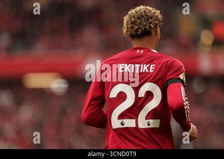 Liverpool's Hugo Ekitike is seen during the Premier League match ...