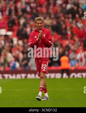 Hugo Ekitike of Liverpool applauds the fans as he’s subbed off during ...