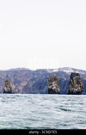 Three Brothers Rocks, Petropavlovsk, Kamchatka Stock Photo - Alamy