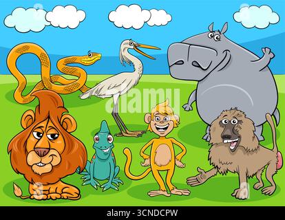 cute group animals childish characters vector illustration design Stock ...