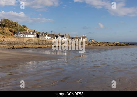 The historic fishing harbour of Sandend on the Aberdeenshire coast ...