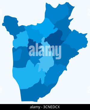 Map of Burundi with regions. Just a simple country border map with ...