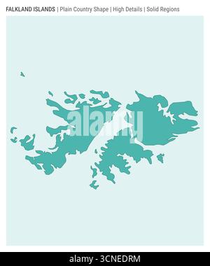 Falklands plain country map. High details. Outline Regions style. Shape ...