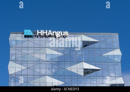 Close up of HH Angus sign on the headquarters building in Toronto ...