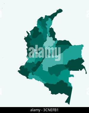 Map of Colombia with regions. Just a simple country border map with ...