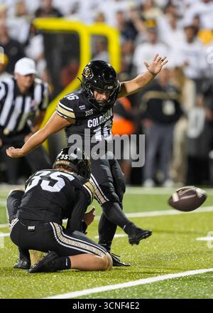 Colorado place kicker Alejandro Mata (16) in the second half of an NCAA ...