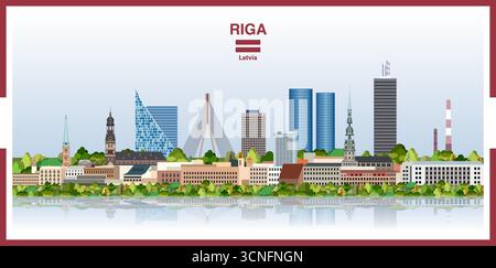 Horizontal frame and border with Latvia flag, template elements for ...