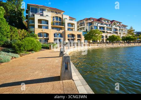 Apartment buildings on Claisebrook Cove in the inner city suburb of ...