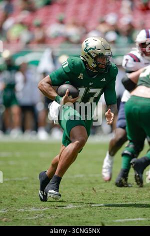 South Florida Bulls quarterback Byrum Brown (17) scrambles for yardage ...