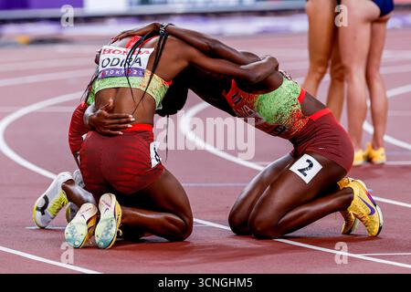 Lilian Odira and Mary Moraa of Kenya competing in the women’s 800m ...