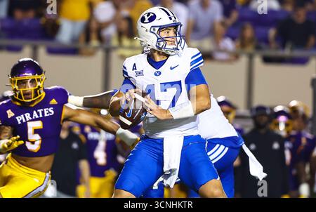 BYU quarterback Bear Bachmeier (47) leaps into the endzone during the second half of an NCAA ...