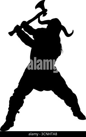 viking silhouette side view with axe vector illustration Stock Vector ...