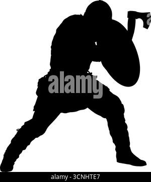 viking silhouette side view with axe vector illustration Stock Vector ...