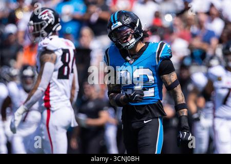 Carolina Panthers safety Lathan Ransom (22) celebrates after a play on ...