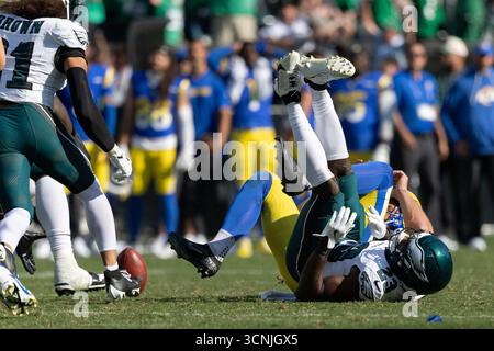 Los Angeles Rams kicker Joshua Karty (16) kicks a field goal during an ...