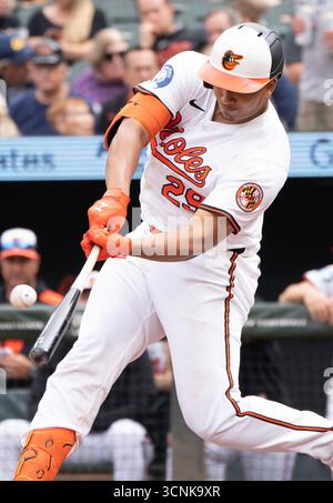 Baltimore Orioles' Samuel Basallo hits a home run during the fifth ...