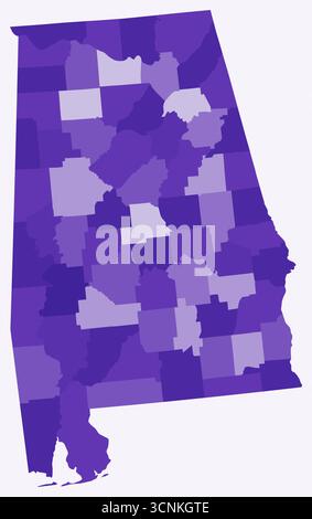Map of Alabama with counties. A simple state border map with county ...