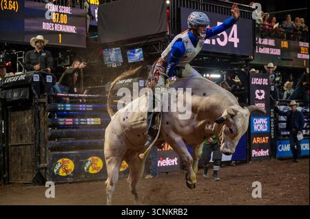 Marco Rizzo of the New York Mavericks rides Big Chili during the ...