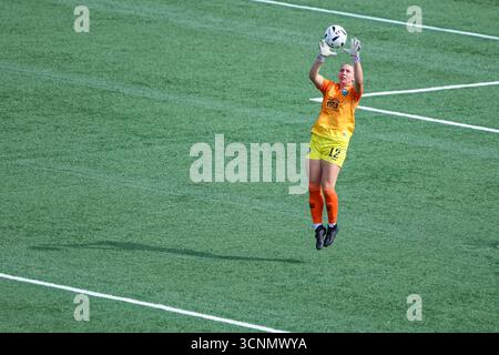 A soccer ball with the Northern Super League logo sits on a table ...