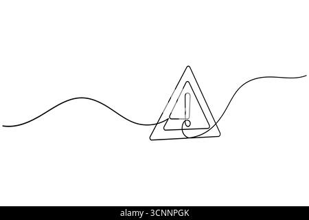 Continuous linear drawing of exclamation mark. One line drawing ...