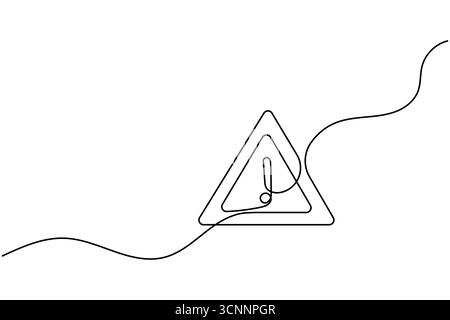 Continuous linear drawing of exclamation mark. Single-line drawing of ...