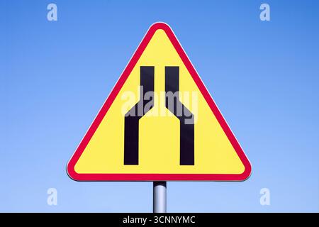 Road narrows on both sides, Road sign, road signs, UK road sign, UK ...