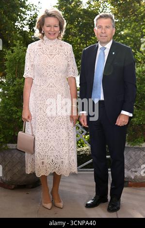 Queen Mathilde of Belgium and UN Secretary-General Ban Ki-moon pictured ...