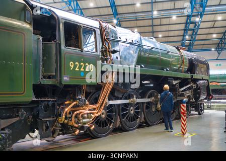 close-up, Steam locomotive 92220 'Evening Star' located in York ...