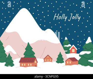 Cosy cottage in winter landscape, vector Stock Vector Image & Art - Alamy