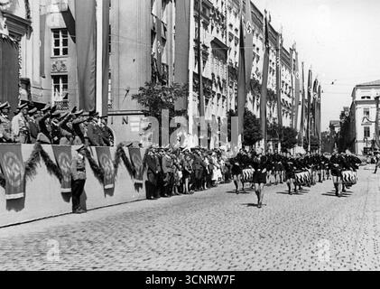 HITLER YOUTH PARADE ADOLF HITLER with Reich Minister Rudolf Hess ...