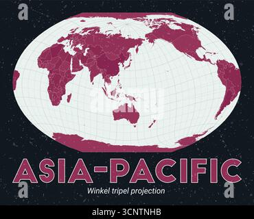 Vector world map. Winkel tripel projection. Plain world geographical ...