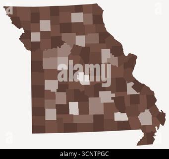 Missouri, MO - detailed political map of US state. Administrative map ...