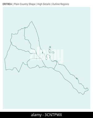 Eritrea plain country map. High details. Solid regions style. Shape of ...