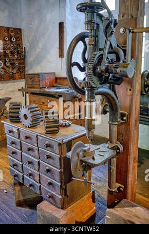 Precision metal fabrication machines in the historic metal shops at ...
