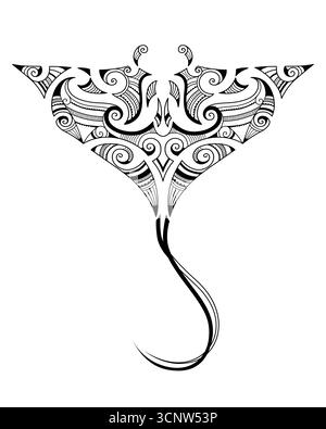 Decorative Manta ray in Maori style. Tattoo symbol. Vecto illustration ...