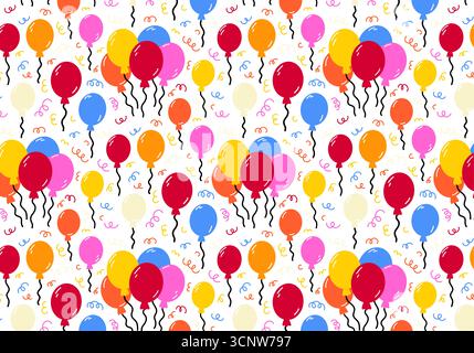 Festive cartoon seamless balloons pattern for wrapping paper and ...