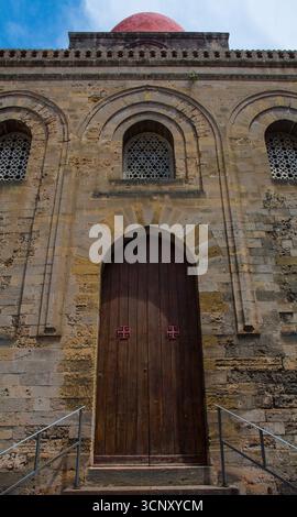 Medieval stone church domes and red tile roofs overlooking scenic ...