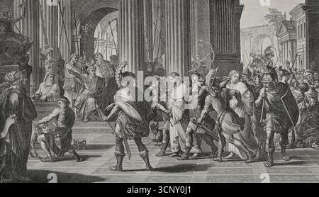 Eustache Le Sueur - St Gervase St Protase Brought Before Anastasius ...