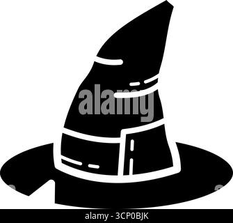 Witch hat glyph icon, holiday and halloween, wizard hat vector icon ...