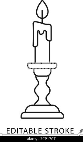 Candle holder line icon, halloween and heat, candle vector icon, vector ...