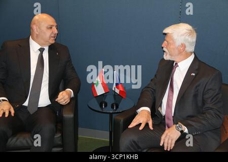 Lebanese President Joseph Aoun, right, meets with European Commission ...