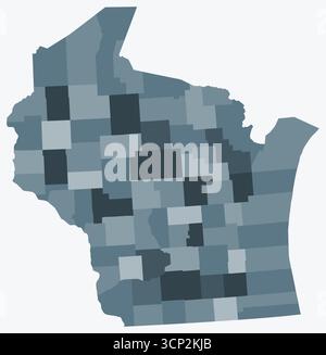 Map of Wisconsin with counties. A simple state border map with county ...