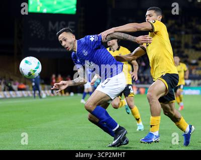 Dwight McNeil of Everton heads the ball during the Premier League match ...